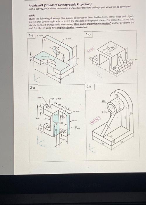 Solved Problemt1 1 (Standard Orthographic Projection) in | Chegg.com