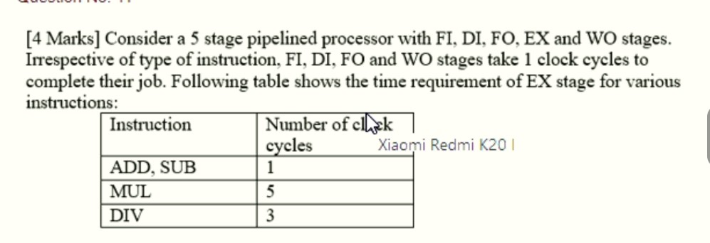Solved [4 Marks] Consider a 5 stage pipelined processor with | Chegg.com