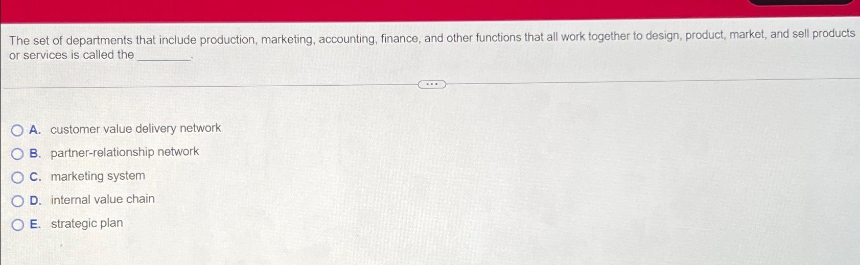 Solved The set of departments that include production, | Chegg.com