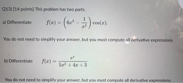Solved Q13) [14 points] This problem has two parts. a) | Chegg.com