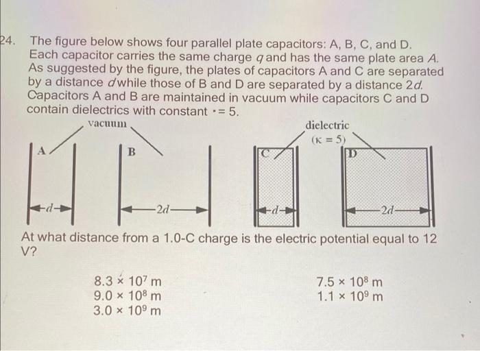 The figure below shows four parallel plate | Chegg.com