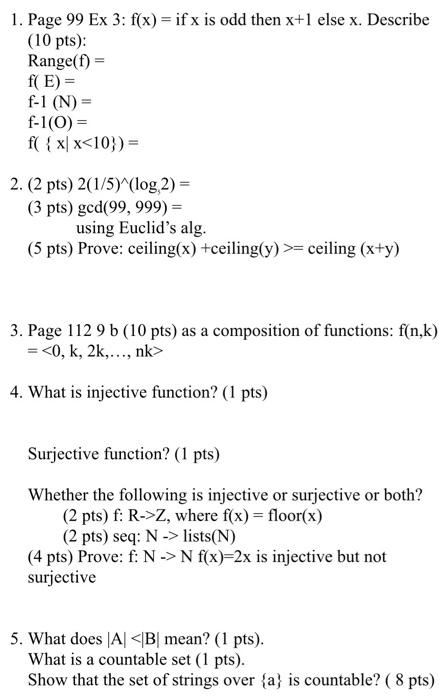 Solved 1 Page 99ex 3 F X If X Is Odd Then X 1 Else X