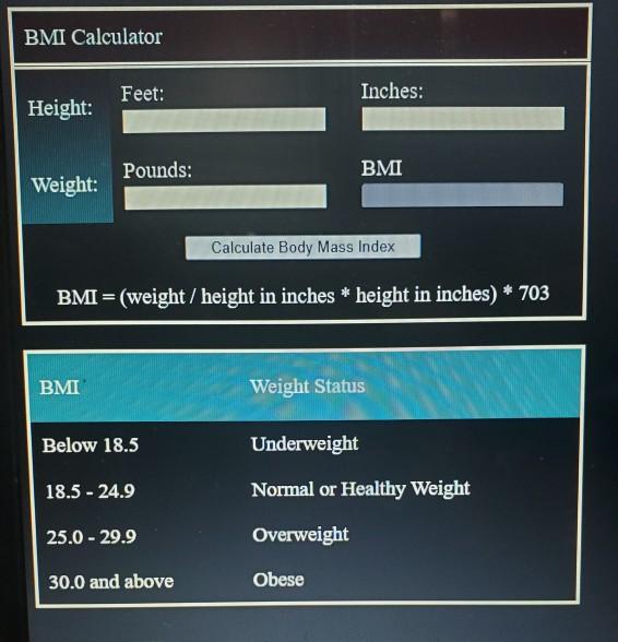 Solved please I need to create the same website for BMI | Chegg.com