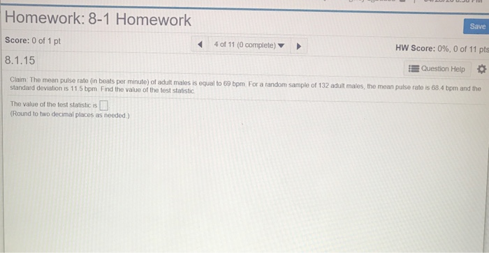 Solved Homework 8 1 Homework Save Score 0 Of 1 Pt 4 Of 11