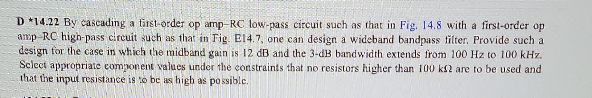 Solved D 14 22 By Cascading A First Order Op Amp Rc