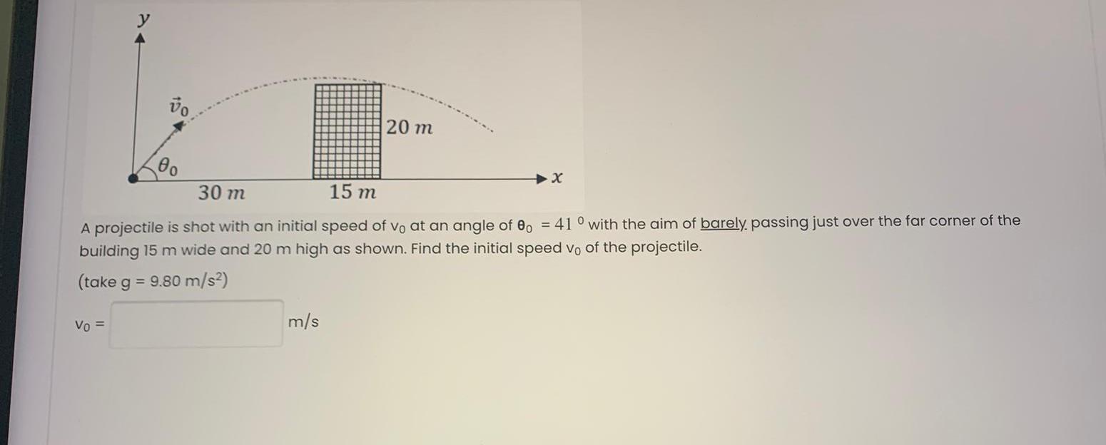 Solved A projectile is shot with an initial speed of v0 at | Chegg.com
