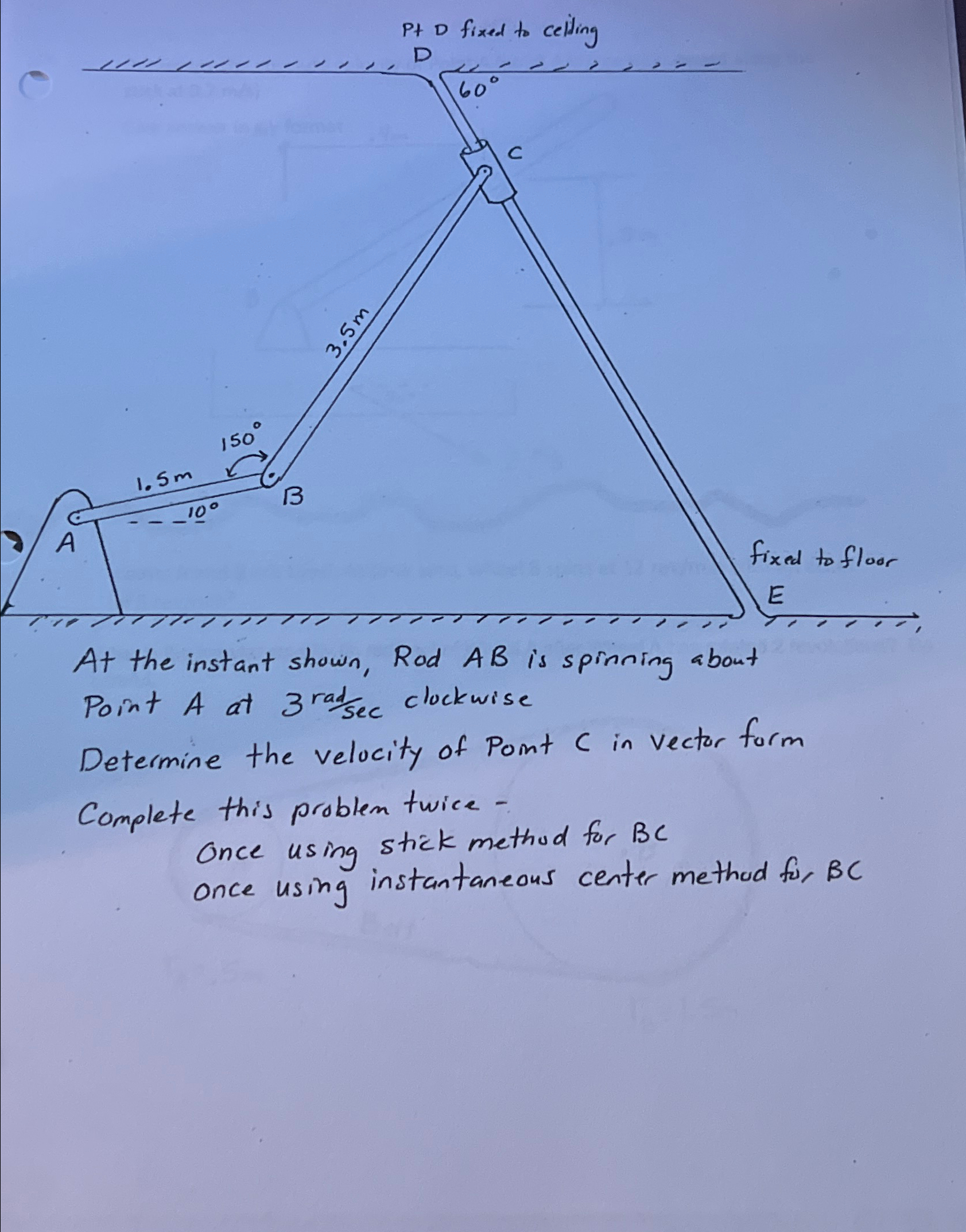 Solved At the instant shown, Rod AB ﻿is spinning aboutPoint | Chegg.com