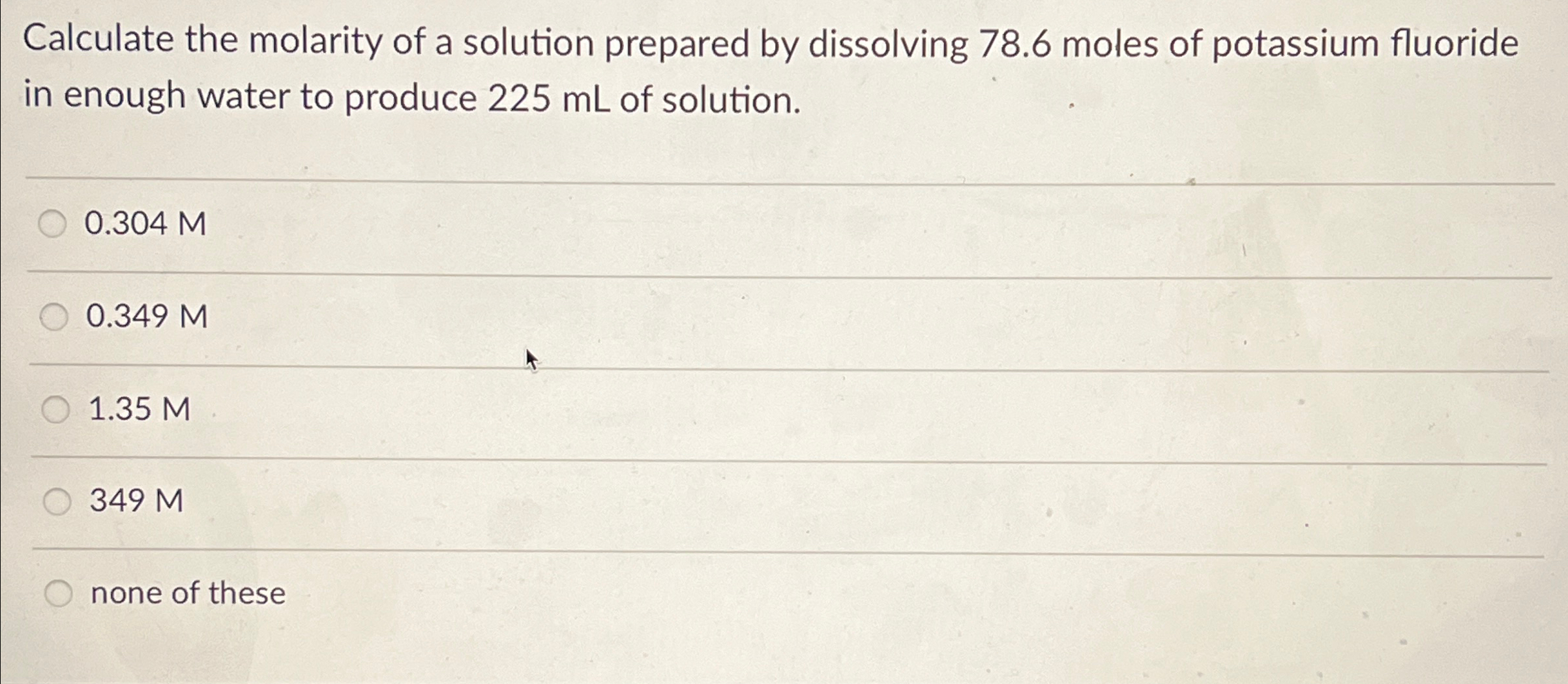 Solved Calculate the molarity of a solution prepared by | Chegg.com