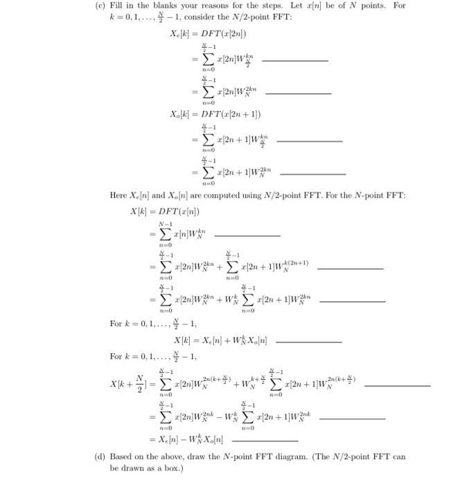 Solved 4 N Point Fft A Draw The Fft Diagram Of A 8 Point Chegg