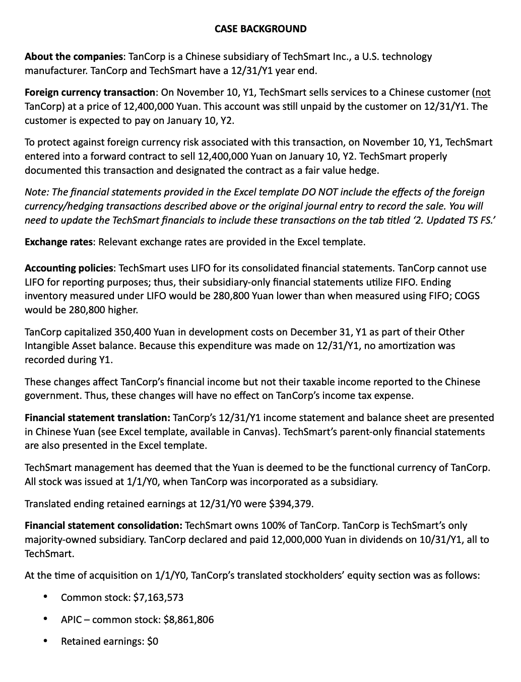 Solved Use the case background information and the other | Chegg.com