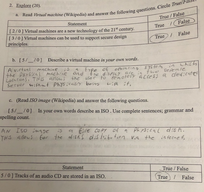 Solved 2. Explore (20) a. Read Virtual machine (Wikipedia) | Chegg.com