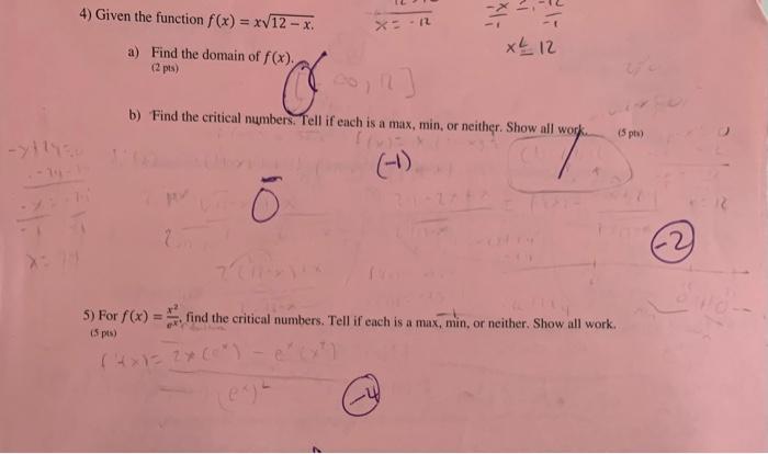 Solved 4) Given the function f(x)=x12−x. a) Find the domain | Chegg.com