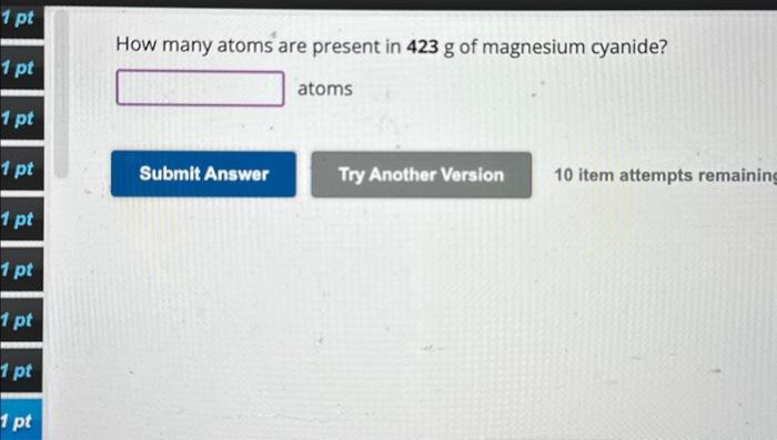 Solved How many atoms are present in 423g of magnesium | Chegg.com