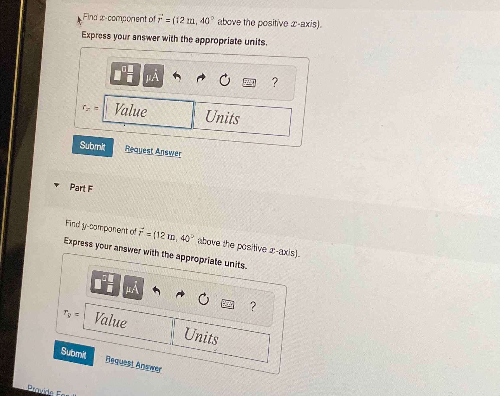 Solved Find x-component of above the positive x-axis | Chegg.com