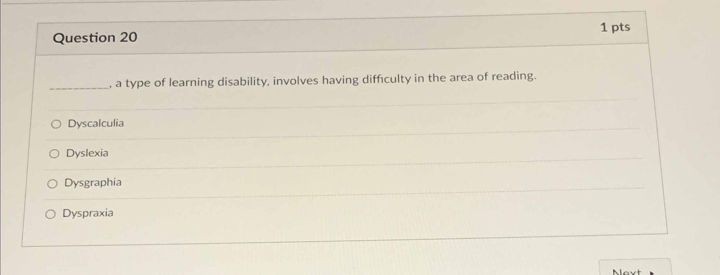 Solved Question 201 ﻿ptsa type of learning disability, | Chegg.com
