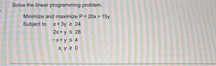 Solved Solve the linear programming problem. Minimize and | Chegg.com