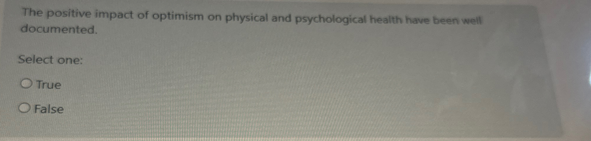 Solved The positive impact of optimism on physical and | Chegg.com