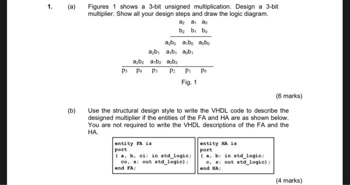 (a) Figures 1 shows a 3-bit unsigned multiplication. | Chegg.com