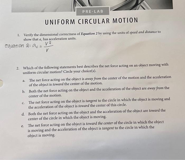 Solved 1 Verify The Dimensional Correctness Of Equation 2