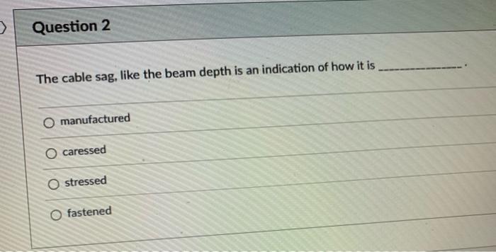 Solved Question 2 The cable sag, like the beam depth is an | Chegg.com