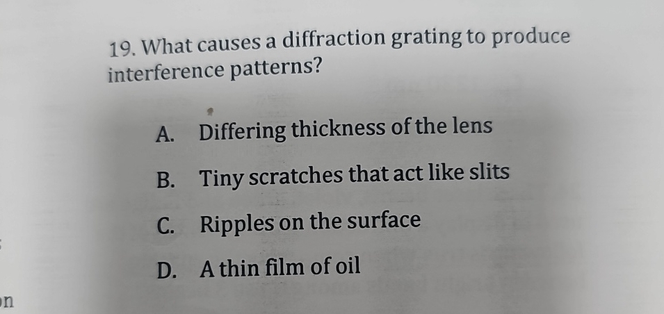 Solved What causes a diffraction grating to produce | Chegg.com