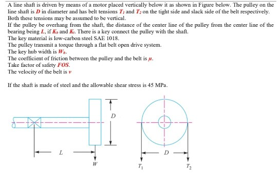 A line shaft is driven by means of a motor placed | Chegg.com