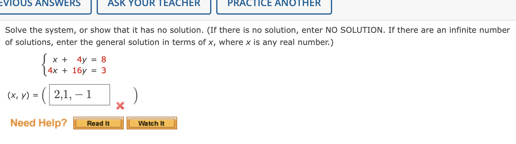 Solved Solve the system, or show that it has no solution. | Chegg.com
