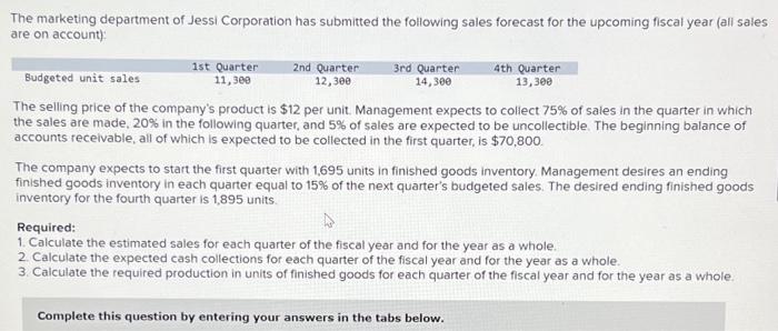 Solved Calculate the estimated sales for each quarter of the | Chegg.com