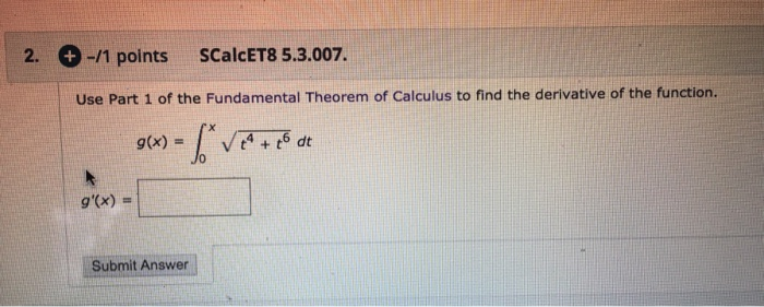 Solved 2. + -/1 points ScalcET8 5.3.007. Use Part 1 of the | Chegg.com