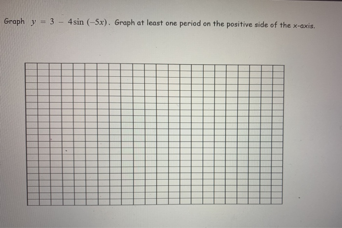 Solved Graph y = 3 - 4 sin (-5x). Graph at least one period | Chegg.com