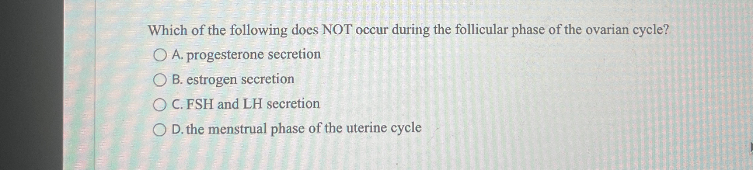 Solved Which of the following does NOT occur during the | Chegg.com
