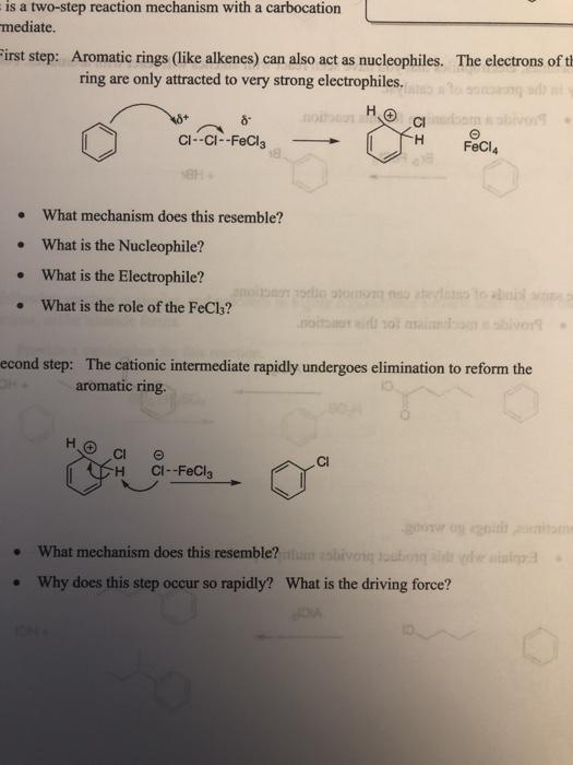 Solved is a two-step reaction mechanism with a carbocation | Chegg.com