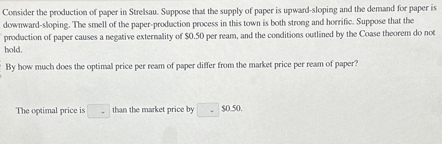 Solved Consider the production of paper in Strelsau. Suppose | Chegg.com