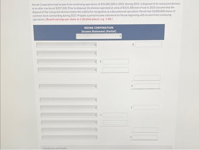 Solved Novak Corporation had income from continuing | Chegg.com