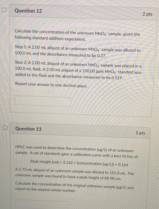 Solved Calculate the concentration of the unknown | Chegg.com