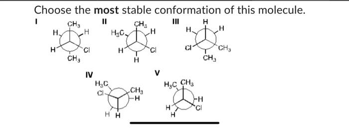 Solved Choose the most stable conformation of this molecule. | Chegg.com
