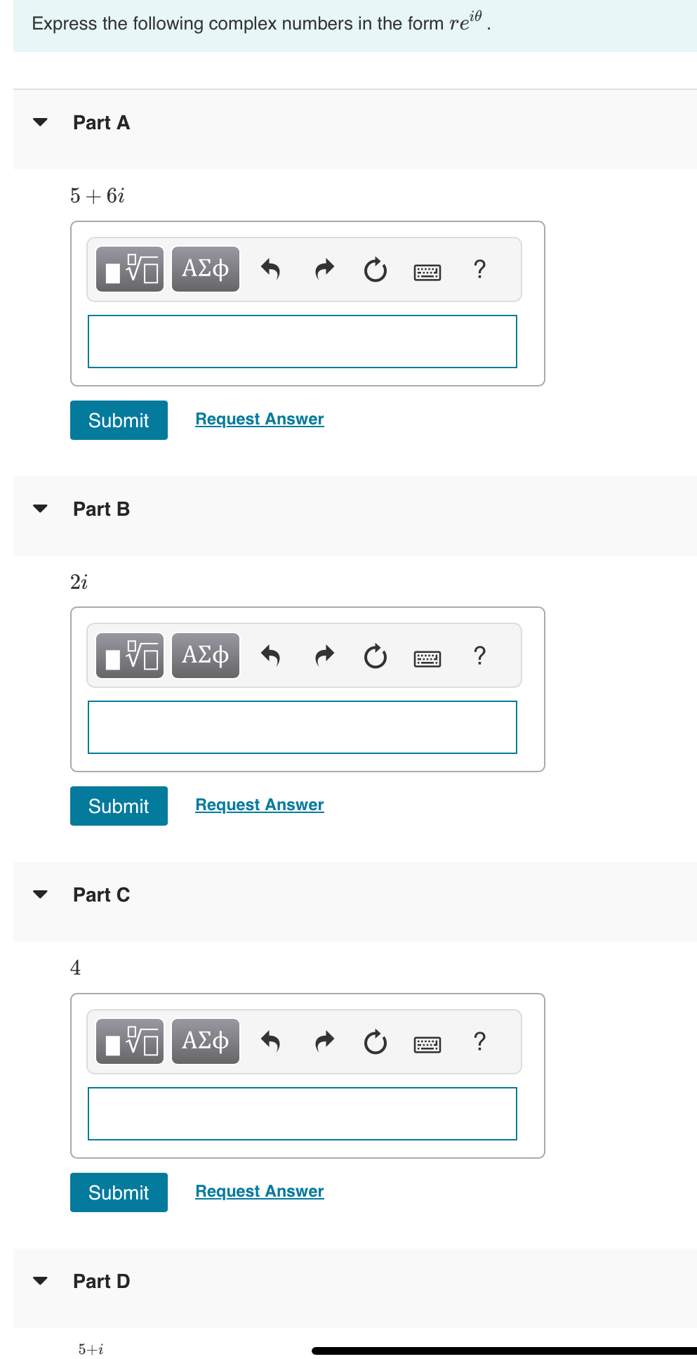 Solved Express the following complex numbers in the form | Chegg.com