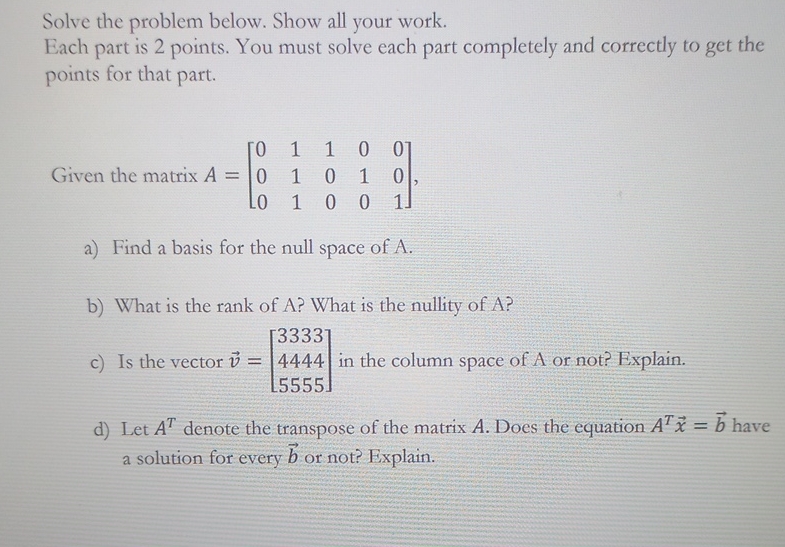 Solved Solve the problem below. Show all your work.Each part | Chegg.com