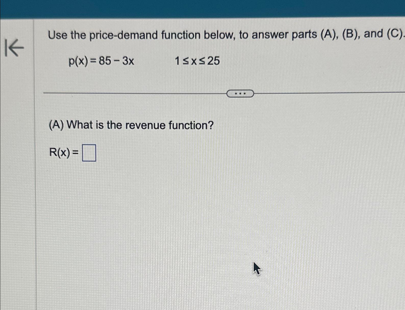 Solved Use the price-demand function below, to answer parts | Chegg.com