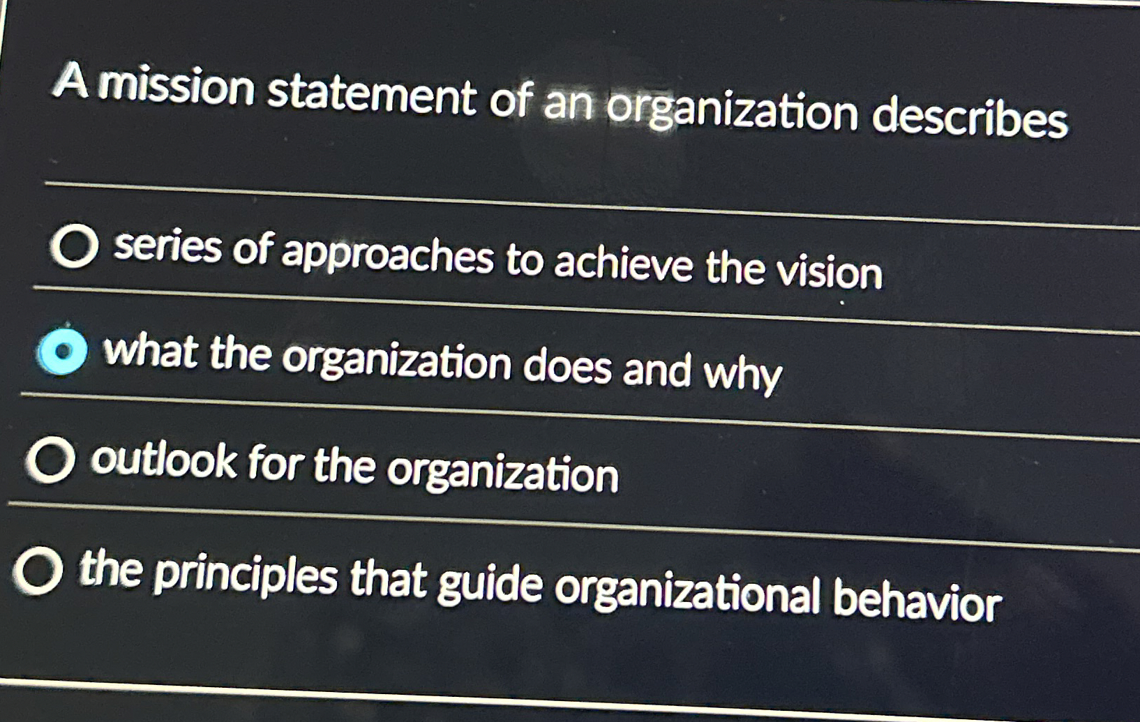 Solved A mission statement of an organization | Chegg.com