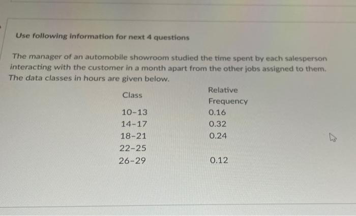 Solved Use following information for next 4 questions The | Chegg.com
