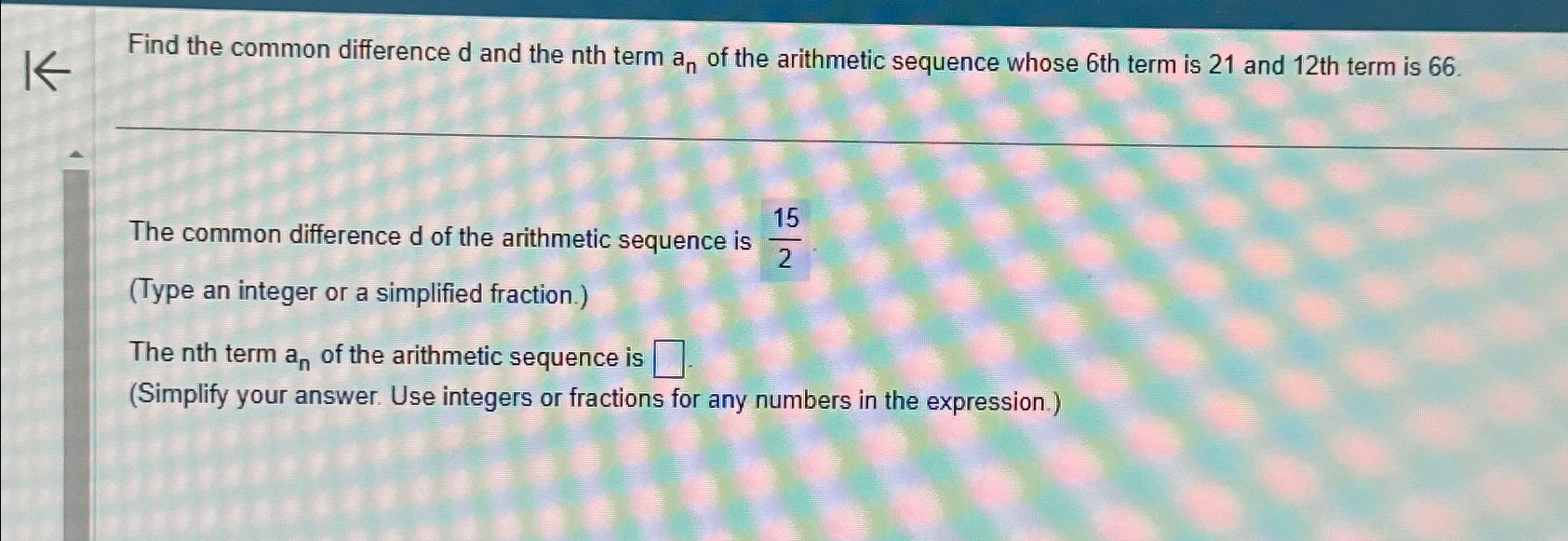 Solved Find the common difference d ﻿and the nth term an ﻿of | Chegg.com