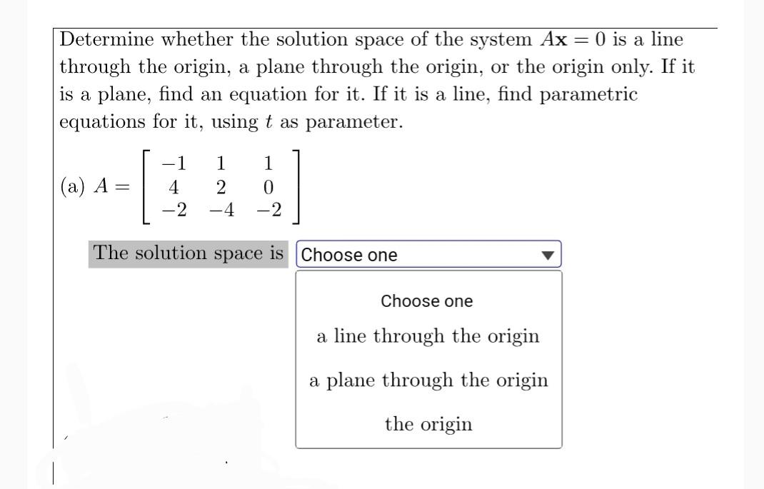 Solved Determine whether the solution space of the system | Chegg.com