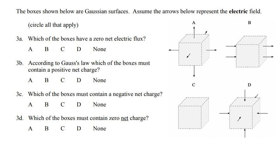 Solved The boxes shown below are Gaussian surfaces. Assume | Chegg.com
