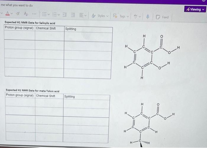 Solved Create Expected H1 NMR tables for the following | Chegg.com