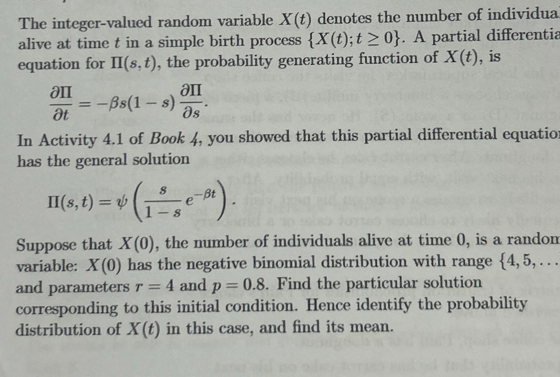 Solved The Integer Valued Random Variable Xt ﻿denotes The 6216
