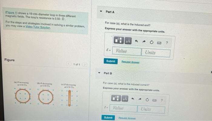 Solved (Figure 1) shows a 19.cm-diameter loop in throe | Chegg.com