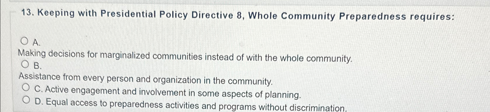 Solved Keeping with Presidential Policy Directive 8, ﻿Whole | Chegg.com