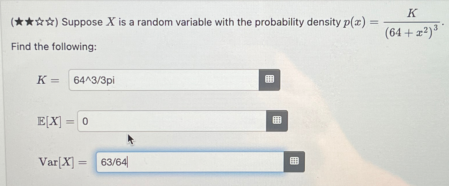 Solved (******ϖϖ) ﻿Suppose x ﻿is a random variable with the | Chegg.com