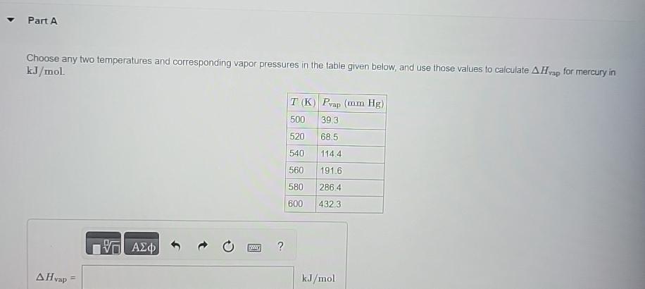 Solved Part AChoose any two temperatures and corresponding | Chegg.com